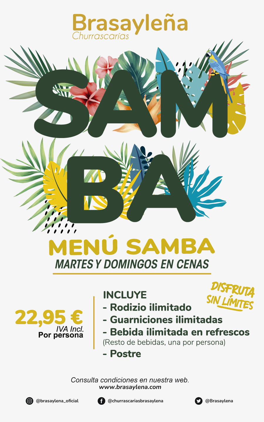 Nuevo MENÚ SAMBA en Brasayleña en Barcelona - Diagonal Mar